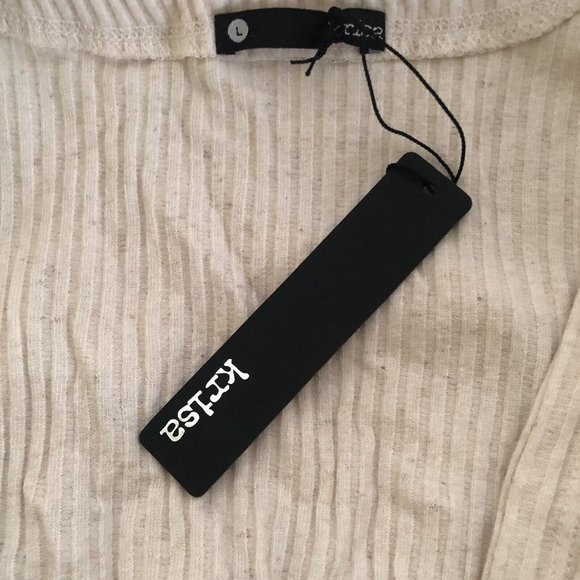 krisa | Tops | Krisa Crop Surplice Wrap Blouse Oatmeal Beige Long ...